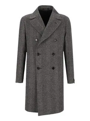 Tagliatore Double-breasted Herringbone Coat - Gray