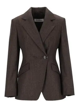 Max Mara Max Mara Women Fitted Blazer In Denim-Effect Wool Brown