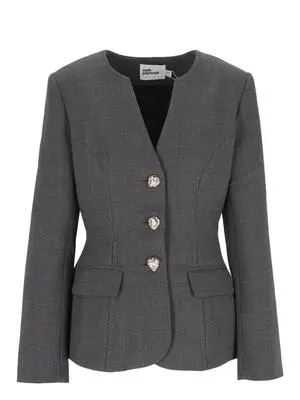 SELF-PORTRAIT Collarless Jacket - Gray