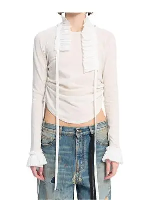 ANN DEMEULEMEESTER Long-sleeve Pleated Top - Ivory