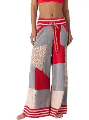 Free People Snow Much Fun Patchwork Drawstring Lounge Pants - Patchwork Combo