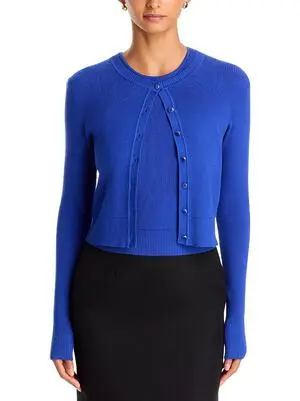TOCCIN Zoe Ribbed Cropped Cardigan - Lapis
