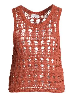 Brunello Cucinelli Solid-colored Sleeveless Knit Top - Brown