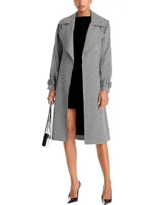 Alice + Olivia Nevada Tie Front Trench Coat - Black/multi