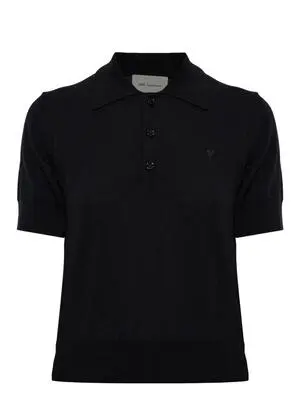 AMI Short-sleeved Knit Polo Shirt