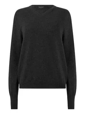 Gucci Vneck Longsleeve Knit Top - Grey