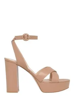 GIANVITO ROSSI 105mm Sabrina Criss-cross Platform Heeled Sandals - Nude