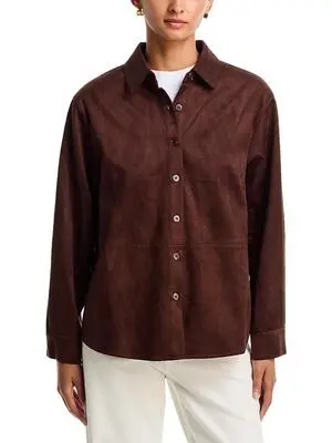 AQUA Faux Suede Fold Collar Shirt - Exclusive