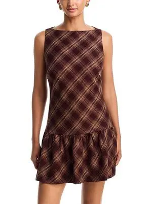 Aqua Drop Waist Sleeveless Mini Dress Exclusive - Brown