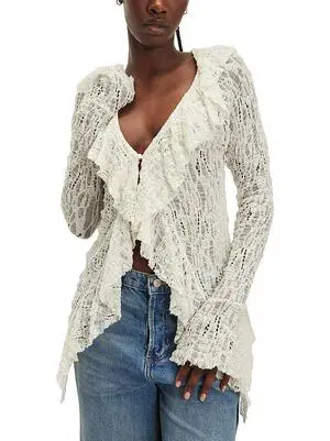 Free People Laney Lace Cardigan Sweater - Ivory