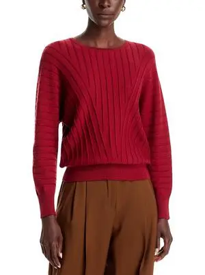 T Tahari Crewneck Long Dolman Sleeve Sweater - Dark Ruby