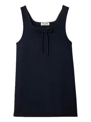 Miu Miu Waxed Double Wool Dress - Navy