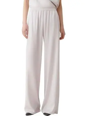 Fabiana Filippi High-waisted Wide-leg Palazzo Trousers With Elastic Waistband - Grey