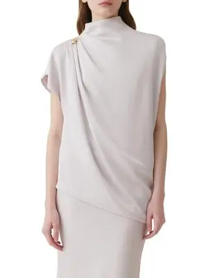 FABIANA FILIPPI Draped High-neck Blouse With An Asymmetric Hem