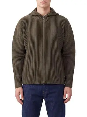 Issey Miyake Pleated Crêpe Homme Plissé Issey Miyake Zip-up Hoodie Brown