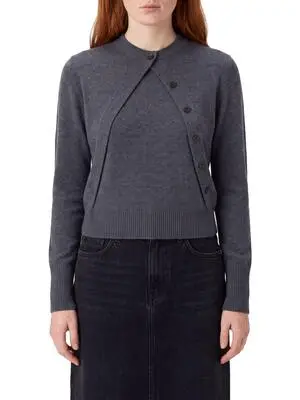 Pinko Pure Wool Crewneck Jumper With Long Sleeves And Ribbed Trim - Grey