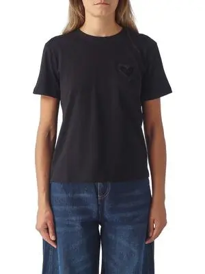 TWINSET Cotton Crewneck T-shirt With Short Sleeves And Tone-on-tone Logo Black