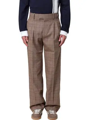 Drole De Monsieur Prince Of Wales Check Wide-leg Trousers In Wool Blend - Brown