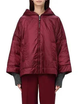 Max Mara Hooded Short Down Jacket In Technical Fabric With Dropped Shoulders - Red