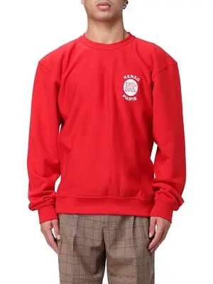 Kenzo Relaxed Fit Crewneck Cotton Sweatshirt With Contrasting Back Logo Red