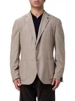 SANTANIELLO Single-breasted Wool Blend Blazer With Patch Pockets - Brown