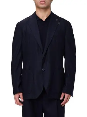 SANTANIELLO Single-breasted Wool Blend Blazer With Patch Pockets - Green