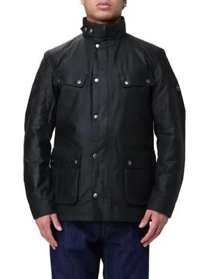 BARBOUR INTERNATIONAL Duke High Neck Waxed Cotton Jacket With Patch Pockets - Brown