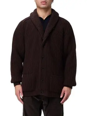 Filson Button-up Shawl Collar Wool Cardigan With Dropped Shoulders Brown