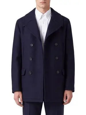 Tagliatore Double-breasted Knee-length Wool Coat With Cuff Straps - Blue