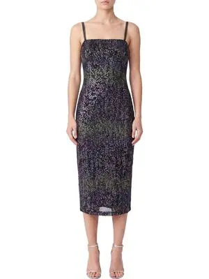MISSONI Lurex Midi Sheath Dress With Sequins And Square Neckline