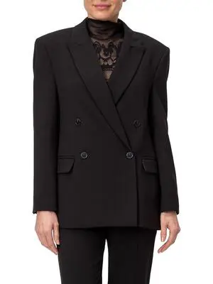 TWINSET Double-breasted Viscose Blend Blazer With Peak Lapels - Black
