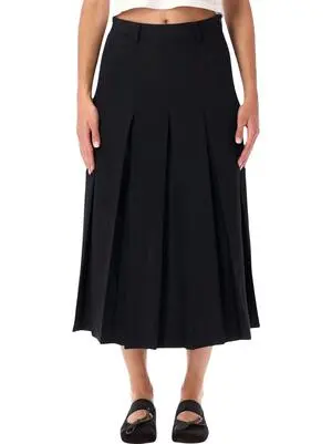 MAISON MARGIELA High-waisted Pleated Midi Skirt In Virgin Wool Blend