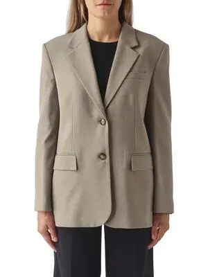TWINSET Single-breasted Cropped Satin Blazer With Lapel Collar And Flap Pockets - Beige