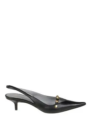 Balenciaga Midnight Studded Nappa Low-heel Slingback Pumps Black