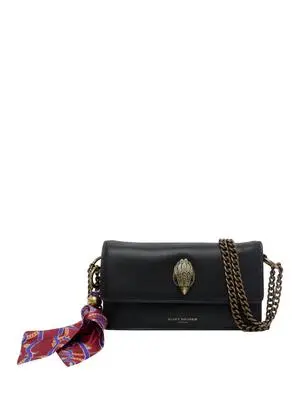 Kurt Geiger Sloane Rhinestone Logo Leather Mini Crossbody Bag - Black