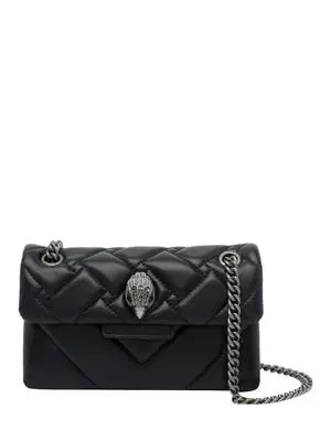 Kurt Geiger Kensington Matelassé Leather Mini Bag With Rhinestone Logo - Black