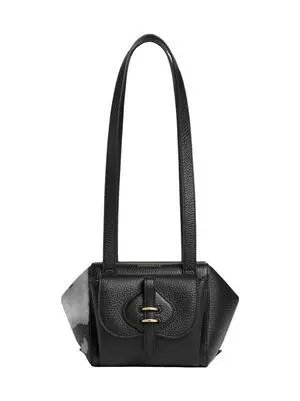 COCCINELLE Mavery Asymmetrical Tumbled Leather Shoulder Bag - Black
