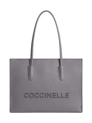 COCCINELLE Myrtha26 Medium Tumbled Leather Tote Bag With Double Handle - Blue