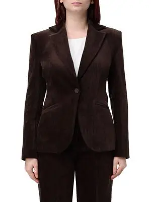 HANITA Single-breasted Velvet Blazer With Lapel Collar And Slit Pockets - Brown