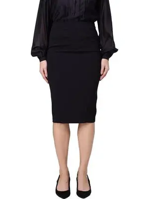 HANITA High-waisted Jersey Pencil Midi Skirt With Back Slit - Black