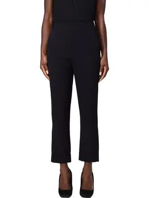 HANITA High-waisted Cropped Crêpe Trousers With Slash Pockets - Black