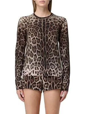 Dolce & Gabbana Animalier-print Virgin Wool Crewneck Jumper - Brown