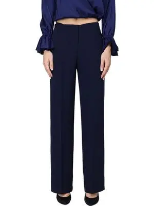 HANITA Wide-leg Tailored Crêpe Trousers With Mid-rise Waist - Blue