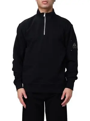 Moose Knuckles Cotton High Neck Half-zip Sweatshirt With Metal Logo - Black
