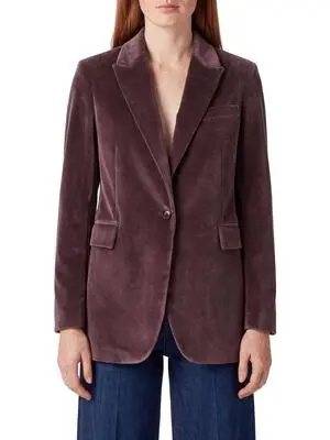 CIRCOLO 1901 Single-breasted Velvet Blazer With Peak Lapels - Brown