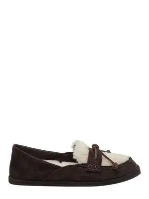 UGG Zora Bicolour Suede Loafers With Wool Lining - Brown