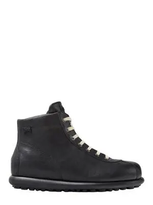 Camper Pelotas Lace-up Leather Ankle Boots With Side Zip - Black