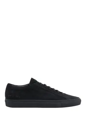 COMMON PROJECTS Achilles Premium Suede Low-top Sneakers With Printed Logo Black