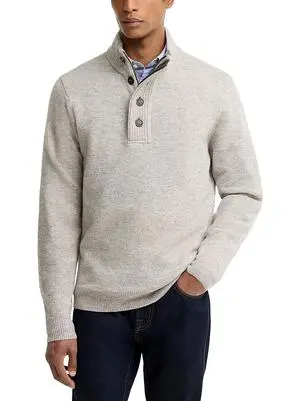 Barbour Elbow Patch Mock Neck Sweater - Light Grey