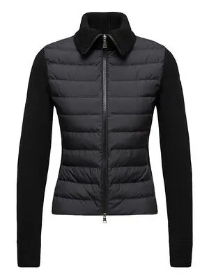 Moncler Down Mixed Media Cardigan - Black